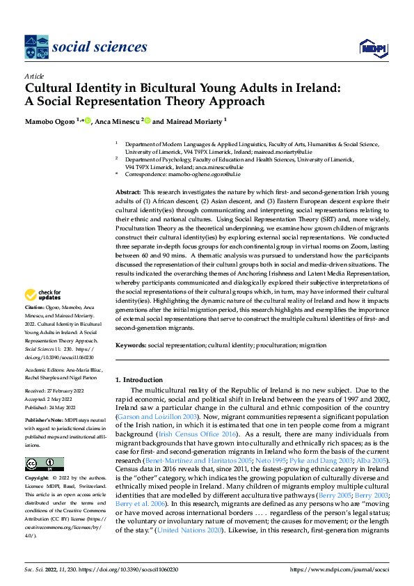 (PDF) Cultural Identity in Bicultural Young Adults in Ireland: A Social ...