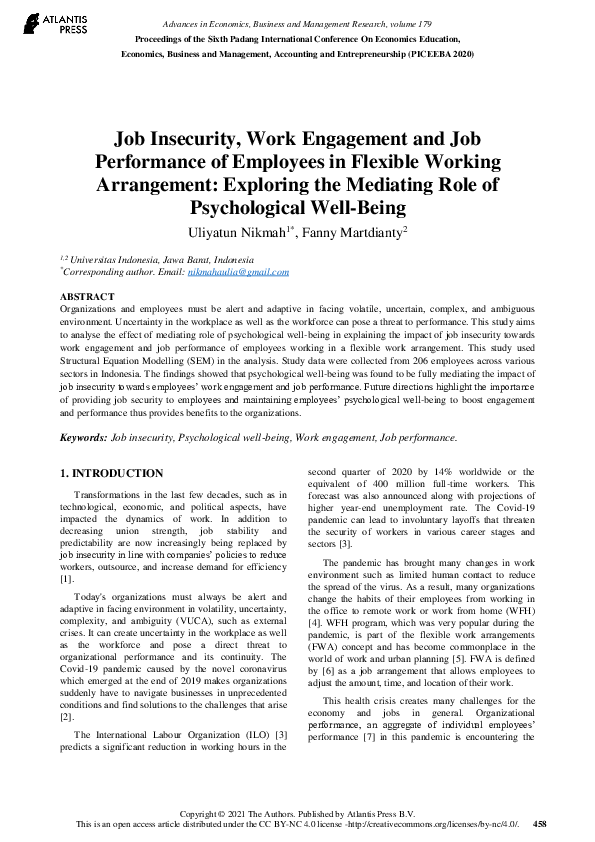 (PDF) Job Insecurity, Work Engagement and Job Performance of Employees ...