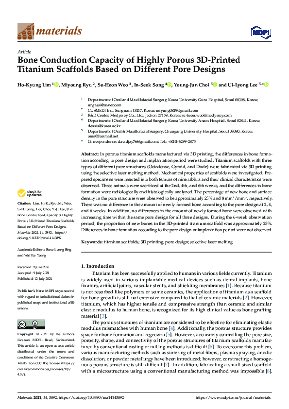 (PDF) Bone Conduction Capacity of Highly Porous 3D-Printed Titanium Scaffolds Based on Different ...