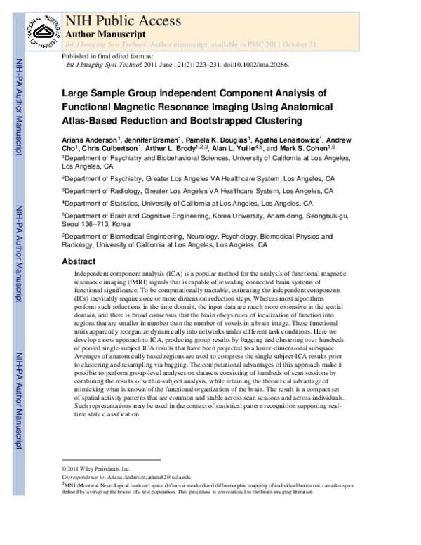 (PDF) Large sample group independent component analysis of functional magnetic resonance imaging ...