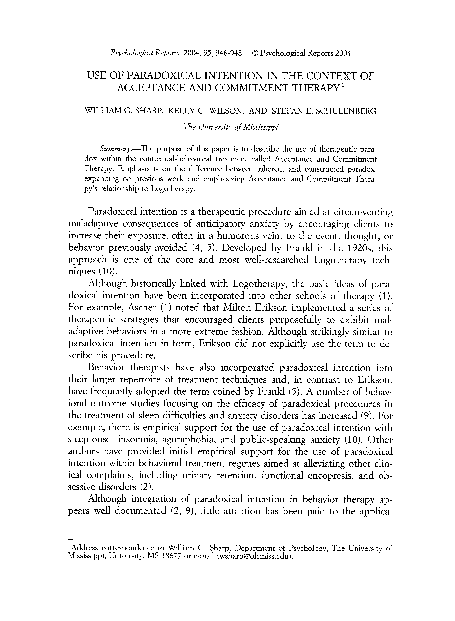 (PDF) Use of Paradoxical Intention in the Context of Acceptance and ...