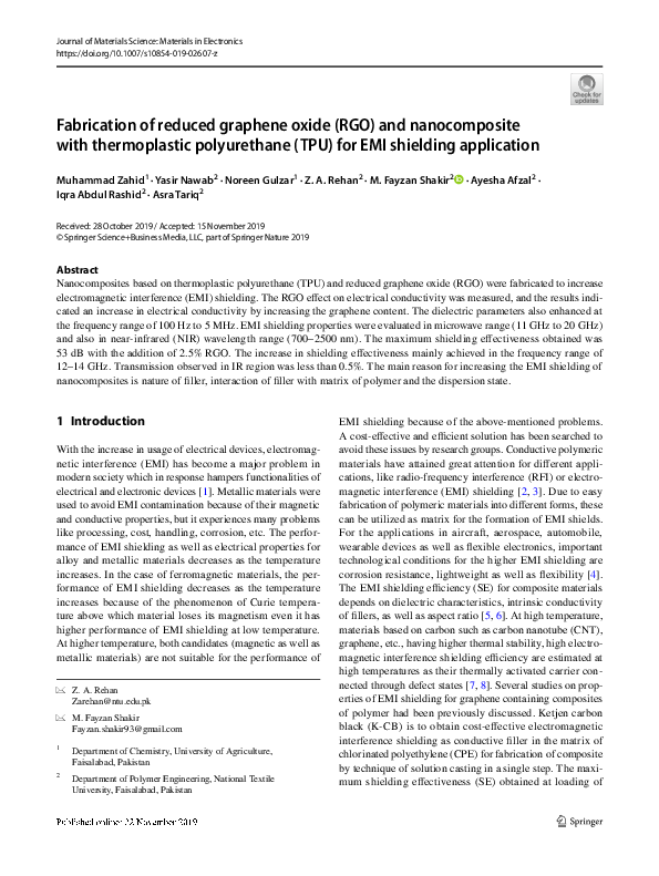 (PDF) Fabrication of reduced graphene oxide (RGO) and nanocomposite with thermoplastic ...