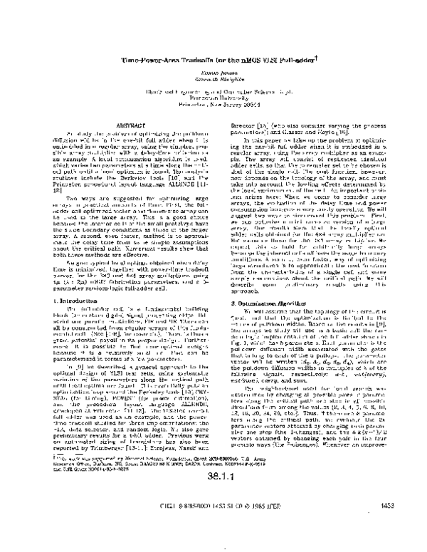 (PDF) Time-power-area tradeoffs for the nMOS VLSI full-adder