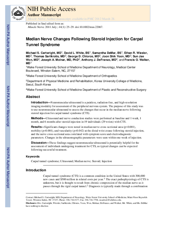 (PDF) Median nerve changes following steroid injection for carpal ...
