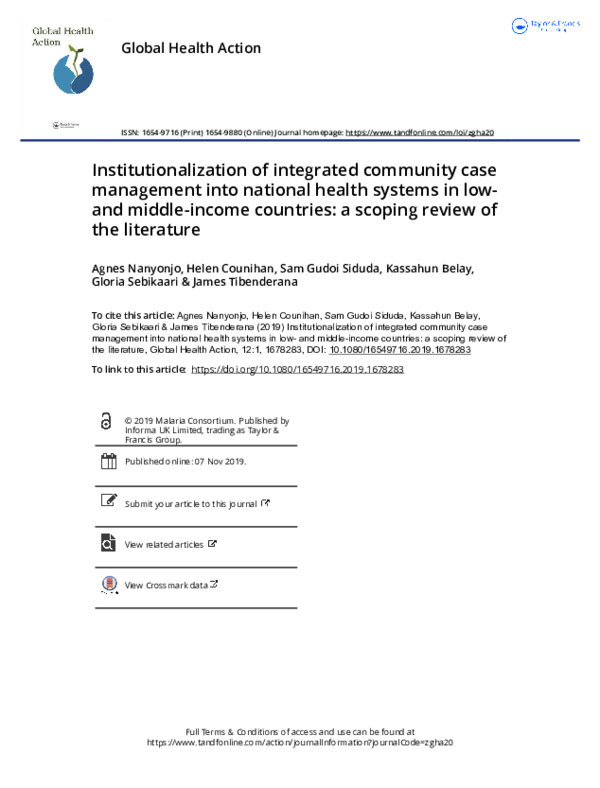 (PDF) Institutionalization of integrated community case management into ...