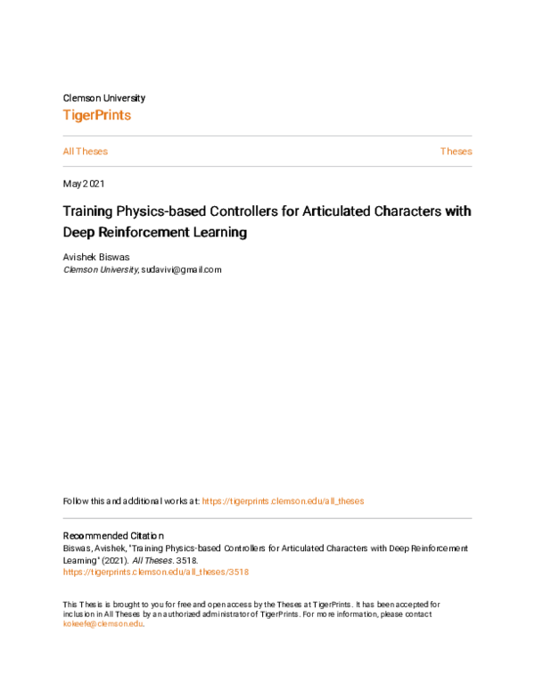 (PDF) Training Physics-based Controllers for Articulated Characters with Deep Reinforcement ...