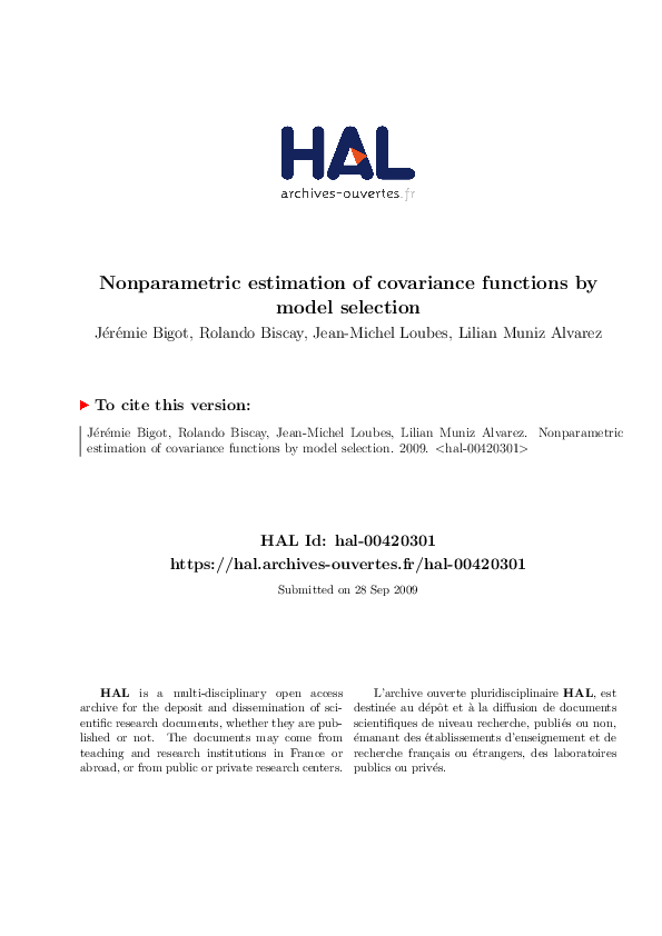 Pdf Nonparametric Estimation Of Covariance Functions By Model