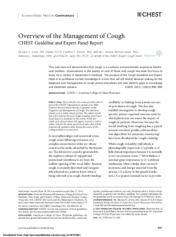 (PDF) Overview of the Management of Cough