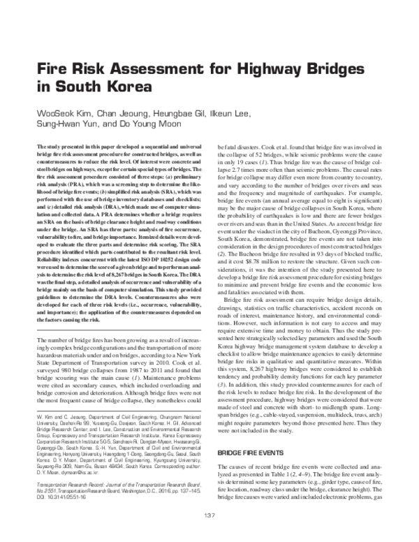 (PDF) Fire Risk Assessment for Highway Bridges in South Korea