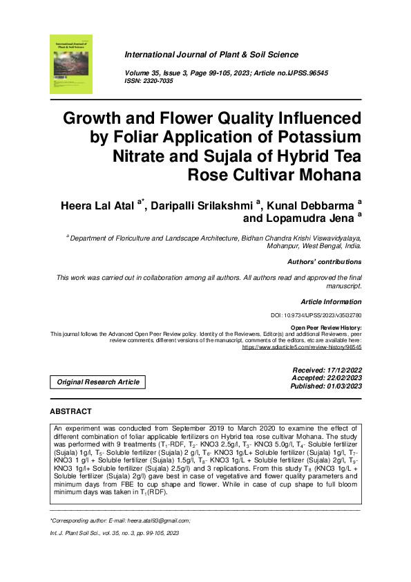 (PDF) Growth and Flower Quality Influenced by Foliar Application of ...