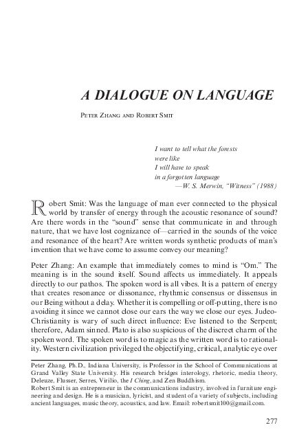 (PDF) A dialogue on language