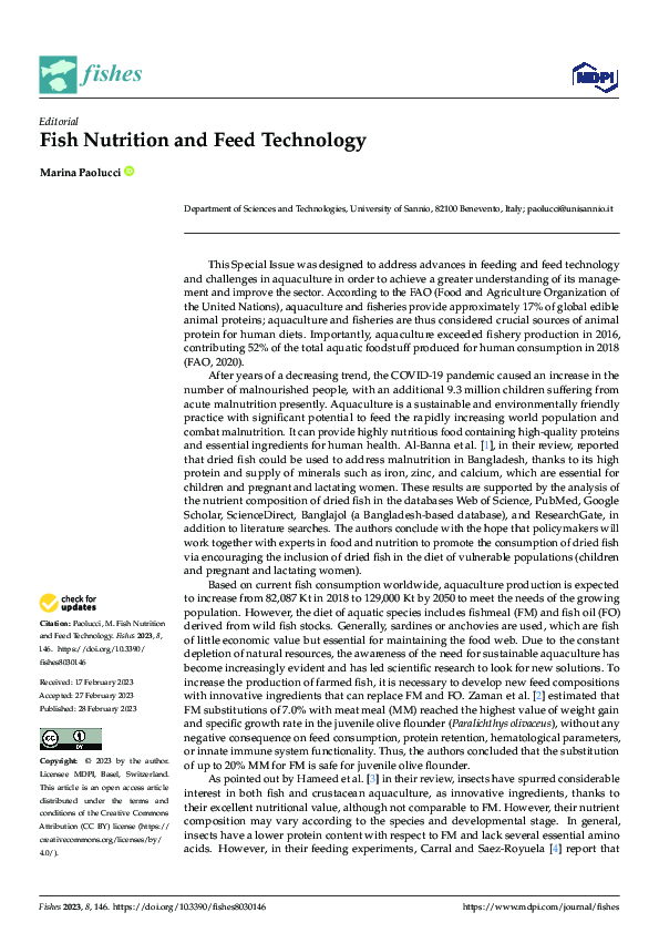 (PDF) Fish Nutrition and Feed Technology