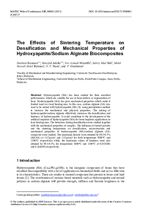 (PDF) The Effects of Sintering Temperature on Densification and Mechanical Properties of ...