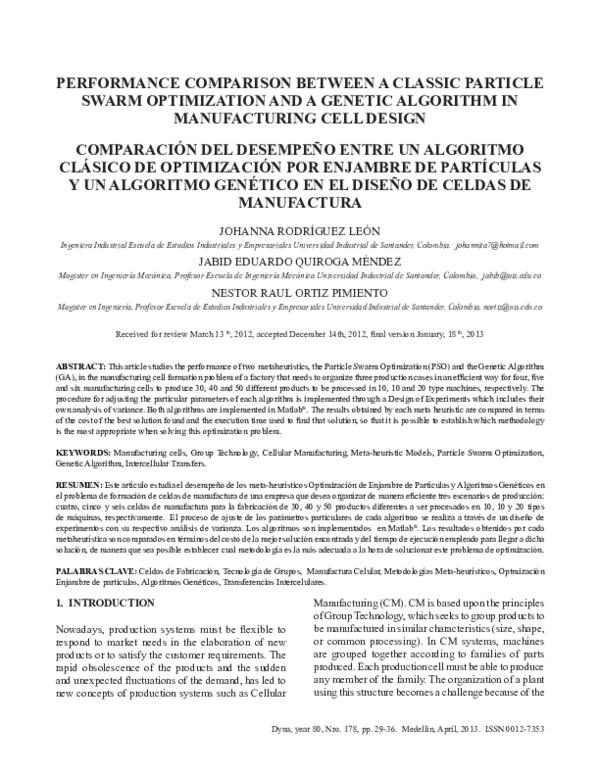 (PDF) Comparación Del Desempeño Entre Un Algoritmo Clásico De ...
