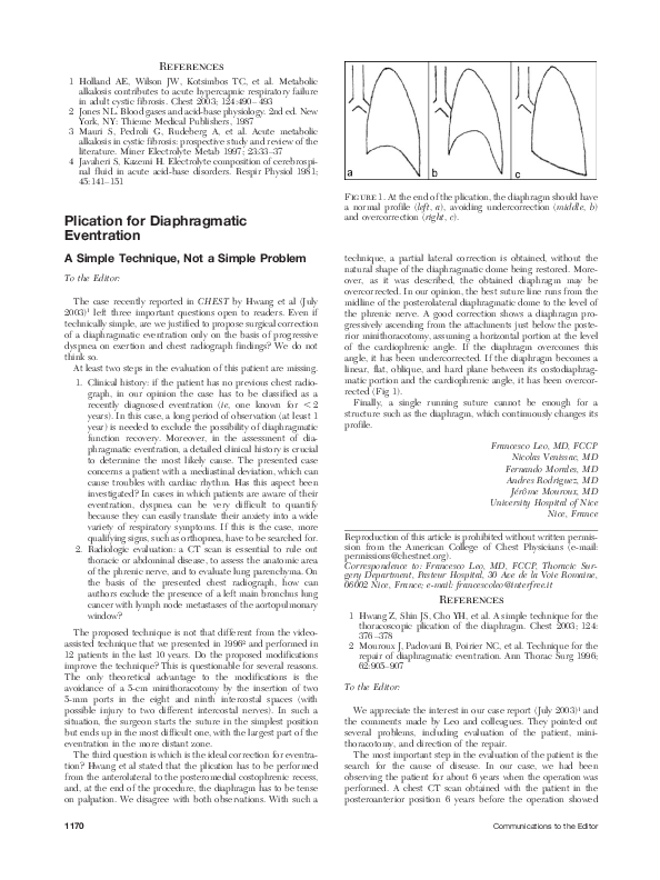 (PDF) Plication for Diaphragmatic Eventration