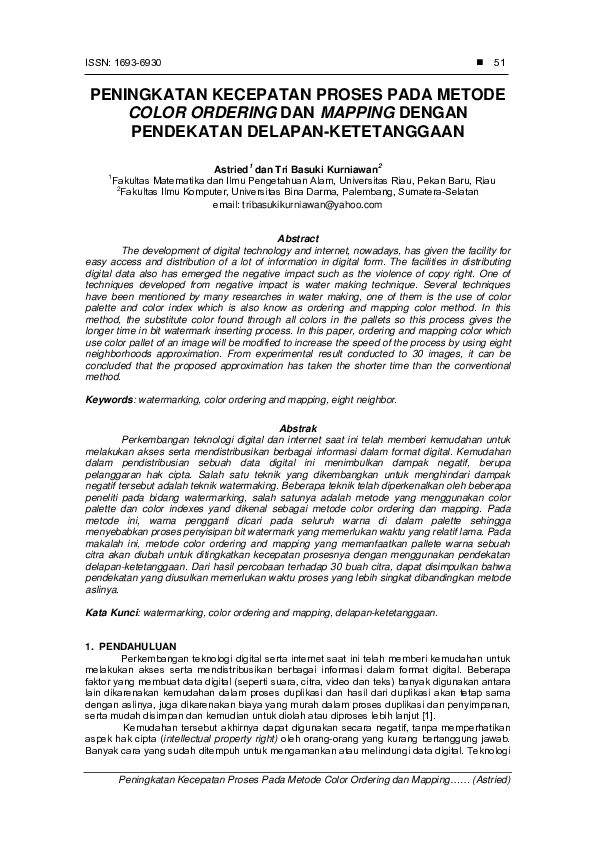 (PDF) Peningkatan Kecepatan Proses Pada Metode Color Ordering Dan ...