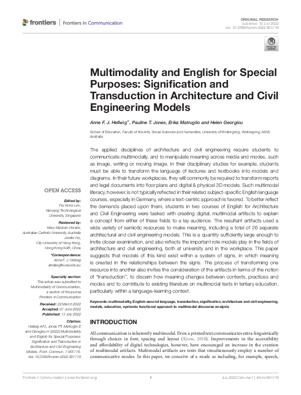 (PDF) Multimodality and English for Special Purposes: Signification and ...