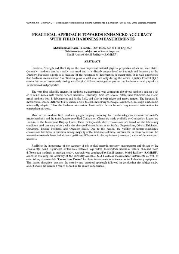(PDF) PRACTICAL APPROACH TOWARDS ENHANCED ACCURACY WITH FIELD HARDNESS ...