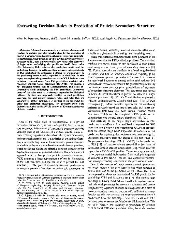 (PDF) Extracting decision rules in prediction of protein secondary structure