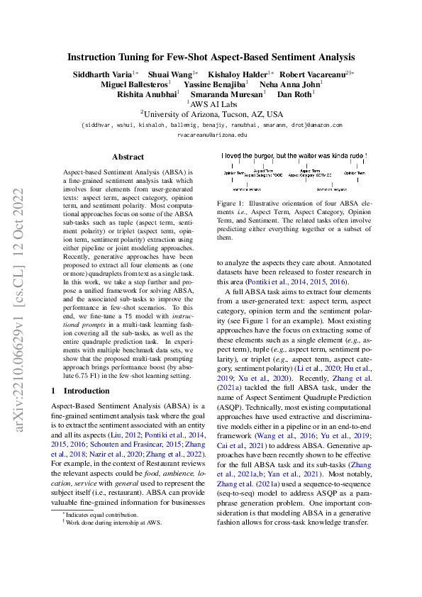 (PDF) Instruction Tuning for Few-Shot Aspect-Based Sentiment Analysis
