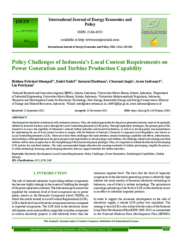(PDF) Policy Challenges of Indonesia's Local Content Requirements on ...