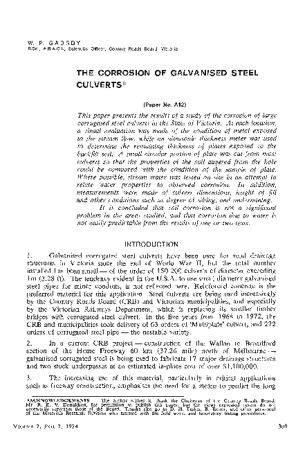 (PDF) The corrosion of galvanised steel culverts