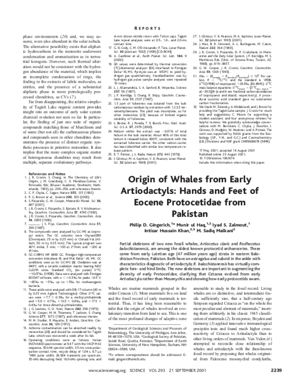 (PDF) Origin of Whales from Early Artiodactyls: Hands and Feet of ...