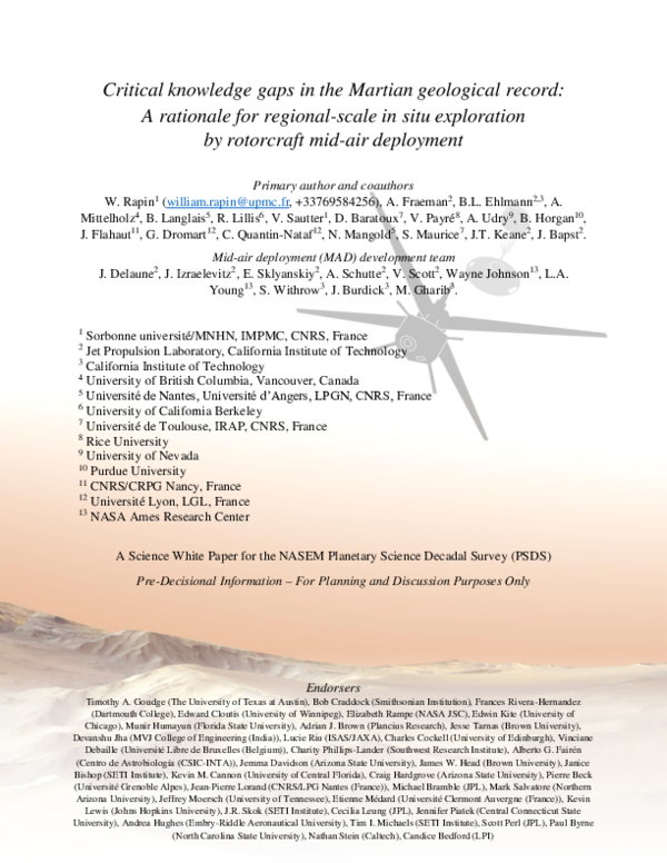 (PDF) Critical knowledge gaps in the Martian geological record: A ...
