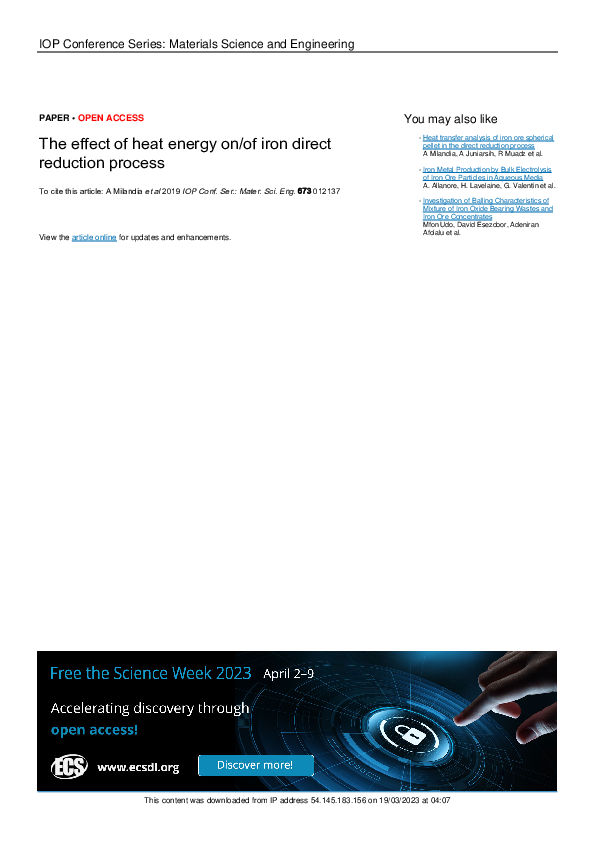 (PDF) The effect of heat energy on/of iron direct reduction process