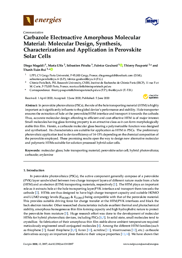 (PDF) Carbazole Electroactive Amorphous Molecular Material: Molecular ...