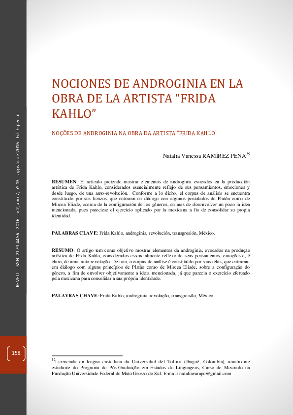 (PDF) Noções de androginia na obra da artista "Frida Kahlo