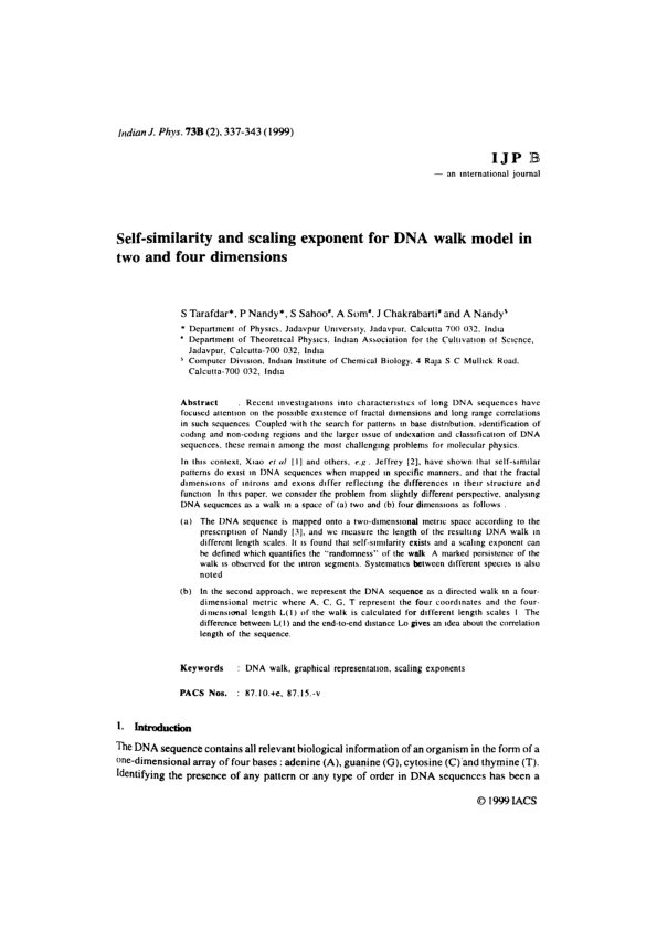 (PDF) Self-similarity and scaling exponent for DNA walk model in two and four dimensions