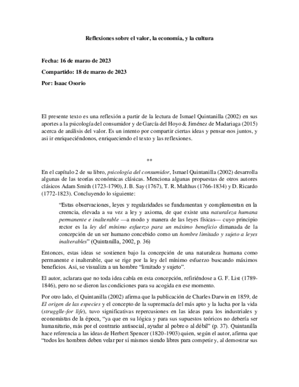 (PDF) Reflexiones sobre el valor, la economía, y la cultura