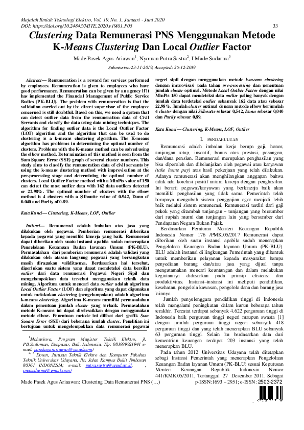 (PDF) Clustering Data Remunerasi PNS Menggunakan Metode K-Means Clustering Dan Local Outlier Factor