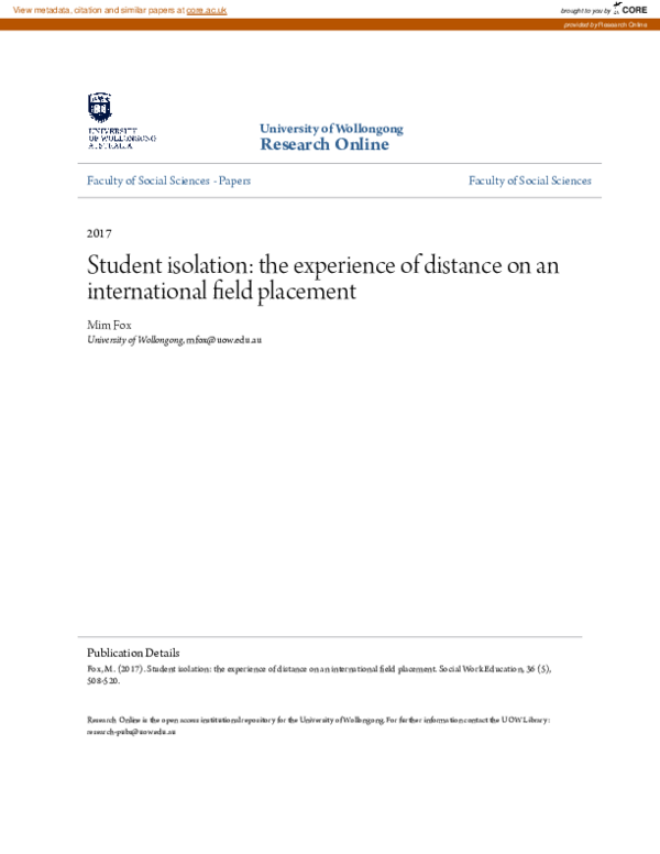 (PDF) Navigating Distance in International Field Placements