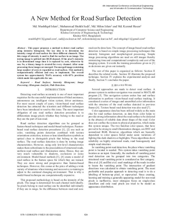 (PDF) A New Method for Road Surface Detection