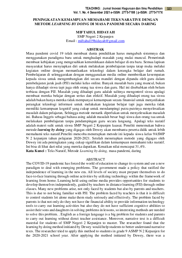 (PDF) Peningkatan Kemampuan Memahami Teks Narative Dengan Metode ...