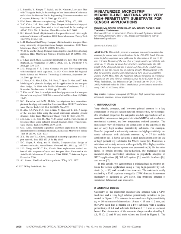(PDF) Miniaturized microstrip meander-line antenna with very high ...