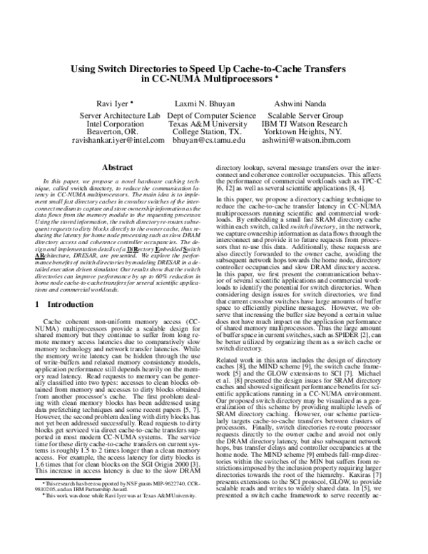 (PDF) Using switch directories to speed up cache-to-cache transfers in ...