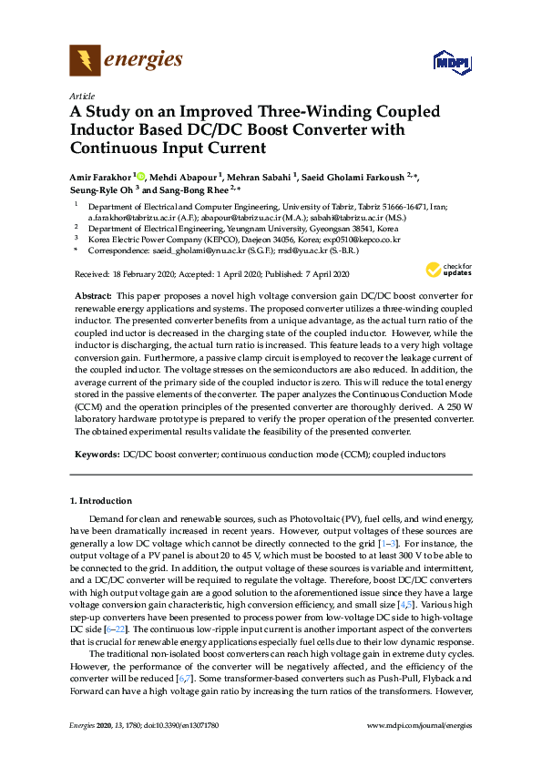 (PDF) A Study on an Improved Three-Winding Coupled Inductor Based DC/DC Boost Converter with ...