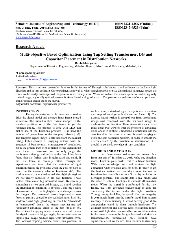 Pdf Multi Objective Based Optimization Using Tap Setting Transformer