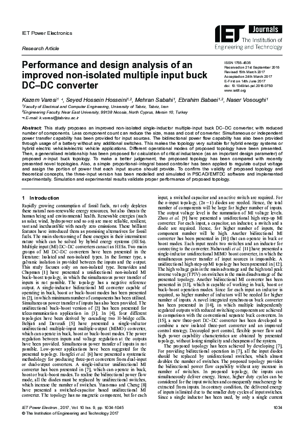 (PDF) Performance and design analysis of an improved non‐isolated multiple input buck DC–DC ...