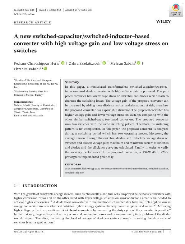 Pdf A New Switched‐capacitor Switched‐inductor Based Converter With High Voltage Gain And Low