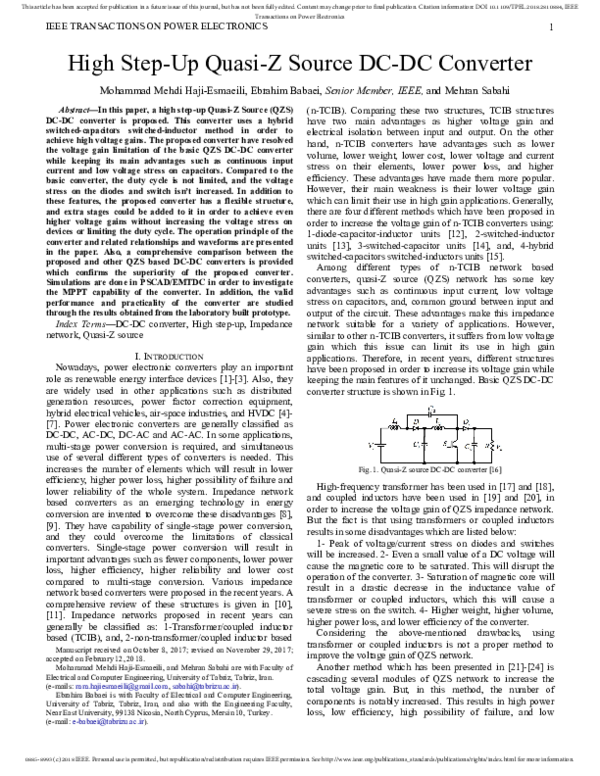 (PDF) High Step-Up Quasi-Z Source DC–DC Converter