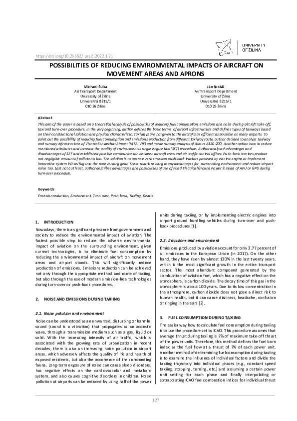 (PDF) Possibilities of reducing environmental impacts of aircraft on ...