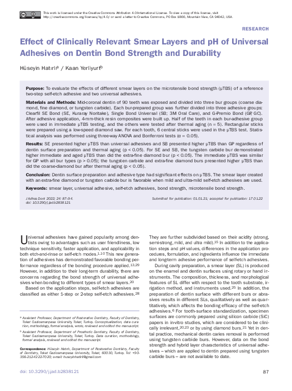 (PDF) Effect of Clinically Relevant Smear Layers and pH of Universal ...