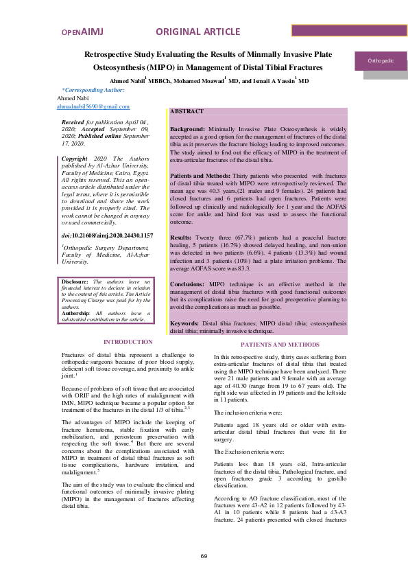 (PDF) Retrospective Study Evaluating the Results of Minimally Invasive ...