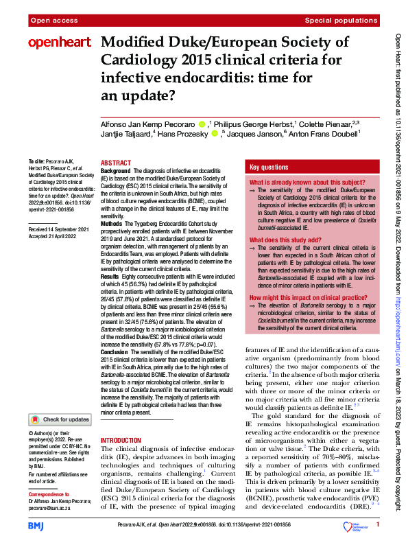(PDF) Modified Duke/European Society of Cardiology 2015 clinical ...