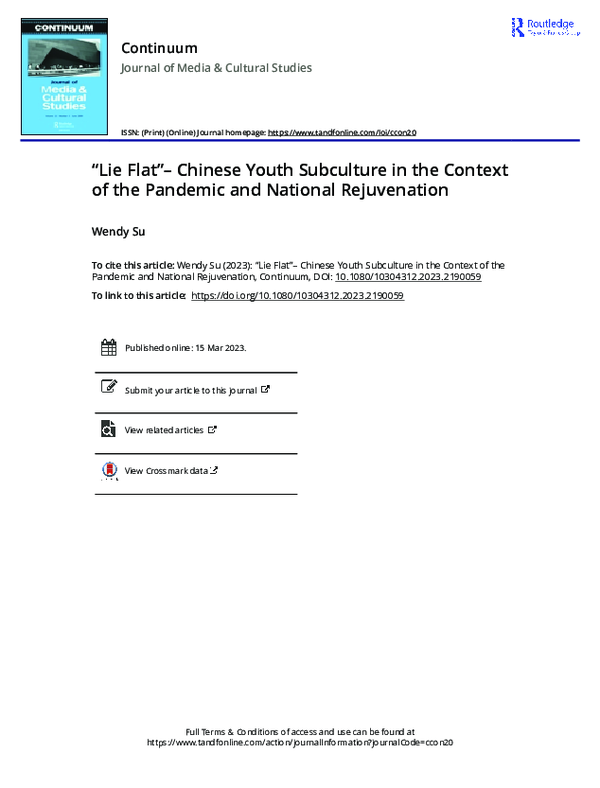 (PDF) "Lie Flat"-Chinese Youth Subculture in the Context of the ...