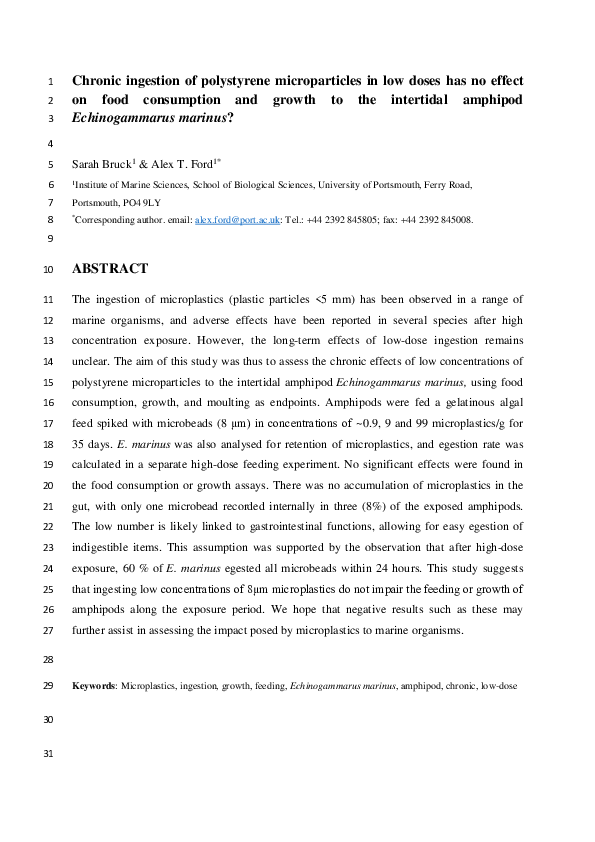 (PDF) Chronic ingestion of polystyrene microparticles in low doses has ...